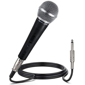 pyle professional dynamic vocal microphone - moving coil dynamic cardioid unidirectional handheld microphone with on/off switch includes 15ft xlr audio cable to 1/4'' audio connection - pdmic59,black