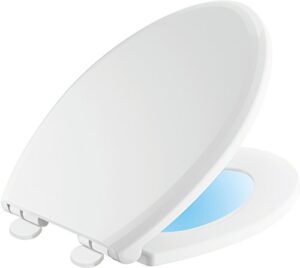 delta faucet 813902-n-wh sanborne elongated nightlight toilet seat with slow close and quick-release, white