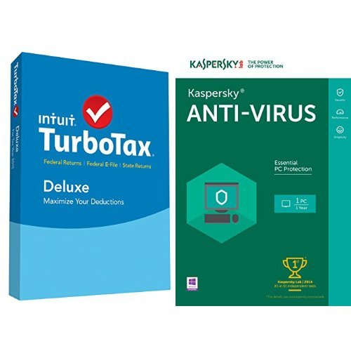 TurboTax Deluxe 2015 Federal + State Taxes + Fed Efile Tax Preparation Software - PC/Mac Disc with Kaspersky Anti-Virus 2016 | 1 PC | 1 Year | Download