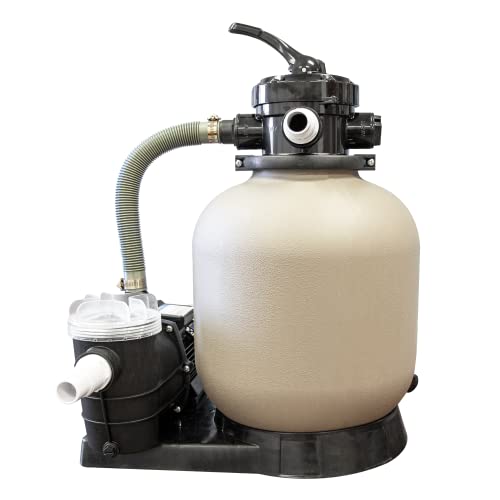 SWIMLINE HYDROTOOLS 14 Inch Sand Filter Combo Set With Stand & Multi Port Valve |0.43 THP DOE Compliant Pump 2400 GPH | Up to 10500 Gallons | 60 Pound Sand Capacity, FILTRATION