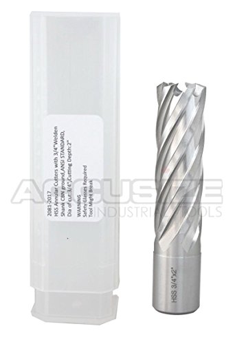 Accusize Industrial Tools 1-3/8'' Diameter by 2'' Depth Hss Annular Cutter Plus 1 Pilot Pin, 3/4'' Weldon Shank, 2081-2027pin