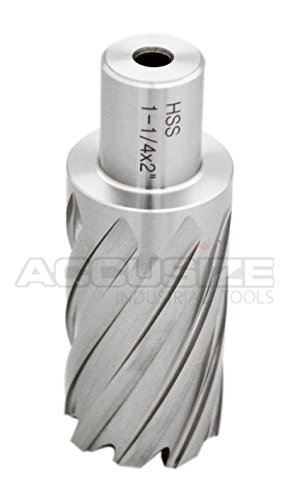 Accusize Industrial Tools 1-1/4'' Diameter x 2'' Depth Hss Annular Cutter Set and 1 Pilot Pin, 3/4'' Shank, 2081-2025pin