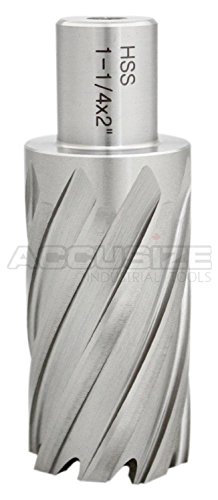 Accusize Industrial Tools 1-1/4'' Diameter x 2'' Depth Hss Annular Cutter Set and 1 Pilot Pin, 3/4'' Shank, 2081-2025pin