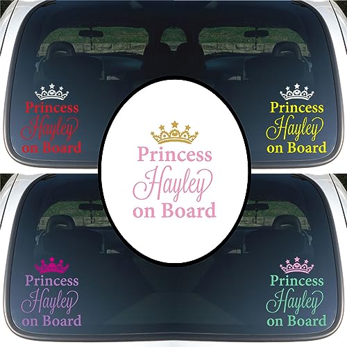 Personalized Name "Princess on Board" Sign Vinyl Decal Sticker for Cars/Trucks