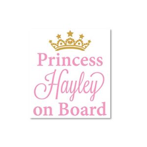 Personalized Name "Princess on Board" Sign Vinyl Decal Sticker for Cars/Trucks