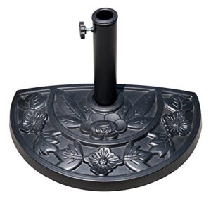 sundale outdoor half round resin umbrella base for half patio umbrella, black