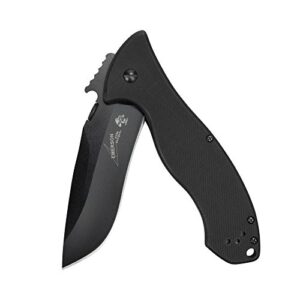 kershaw cqc-9k (6045blk) emerson designed manual open folding pocket knife, black oxide 3.6 inch stainless steel blade, thumb disk, frame lock, reversible pocketclip, wave-shaped feature; 6.4 oz