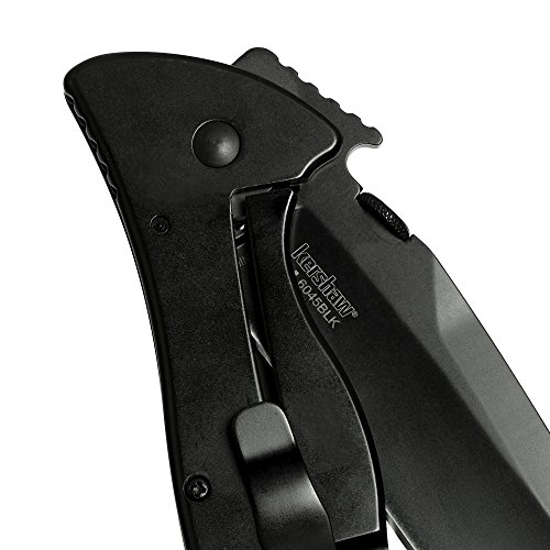 Kershaw CQC-9K (6045BLK) Emerson Designed Manual Open Folding Pocket Knife, Black Oxide 3.6 inch Stainless Steel Blade, Thumb Disk, Frame Lock, Reversible Pocketclip, Wave-Shaped Feature; 6.4 OZ