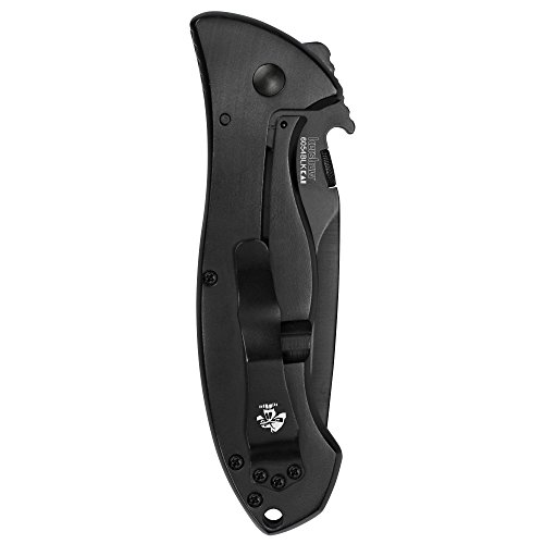 Kershaw CQC-9K (6045BLK) Emerson Designed Manual Open Folding Pocket Knife, Black Oxide 3.6 inch Stainless Steel Blade, Thumb Disk, Frame Lock, Reversible Pocketclip, Wave-Shaped Feature; 6.4 OZ