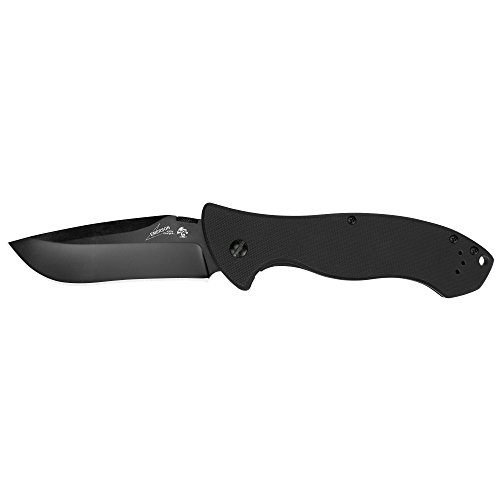 Kershaw CQC-9K (6045BLK) Emerson Designed Manual Open Folding Pocket Knife, Black Oxide 3.6 inch Stainless Steel Blade, Thumb Disk, Frame Lock, Reversible Pocketclip, Wave-Shaped Feature; 6.4 OZ