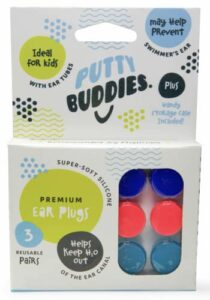 putty buddies original swimming earplugs 3-pair pack (purple/teal/magenta)