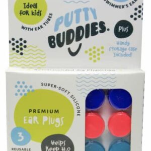 PUTTY BUDDIES Original Swimming Earplugs 3-Pair Pack (Purple/Teal/Magenta)