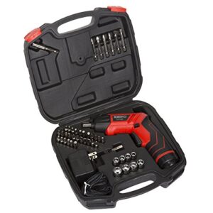 Stalwart 45-Piece Pivoting Screwdriver Set – Cordless Power Tool with Rechargeable 3.6V Battery, 2 LED Flashlights, Bits, Sockets, and Carrying Case