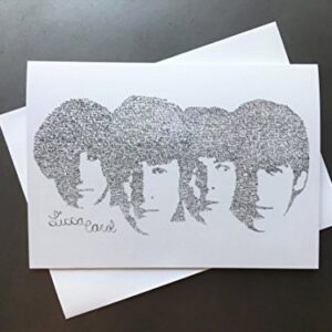 The Beatles Birthday Card with Envelope Drawn From Their Birthday Song Lyrics Contemporary Unique Music John Lennon Paul McCartney George