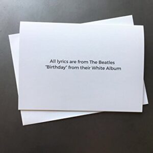 The Beatles Birthday Card with Envelope Drawn From Their Birthday Song Lyrics Contemporary Unique Music John Lennon Paul McCartney George