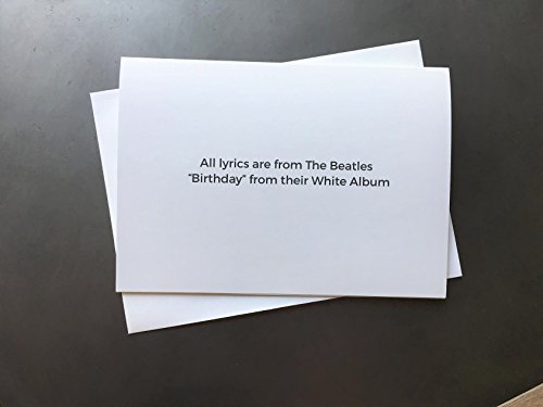 The Beatles Birthday Card with Envelope Drawn From Their Birthday Song Lyrics Contemporary Unique Music John Lennon Paul McCartney George