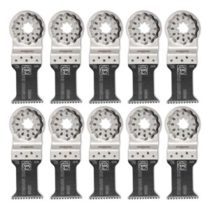 fein starlock e-cut standard oscillating saw blade - medium waisted shape 1-3/8" width for all wood, drywall and soft plastics - fits most multitools - 10-pack - 63502133290