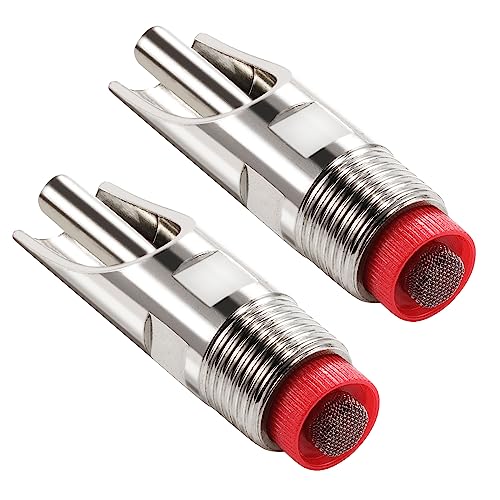 uxcell 2 Pcs Stainless Steel Pig Water Nipple with 1/2 BSP Thread Red Cap Automatic Pig Nipple Drinker Feeder Waterer for Pigs Livestock