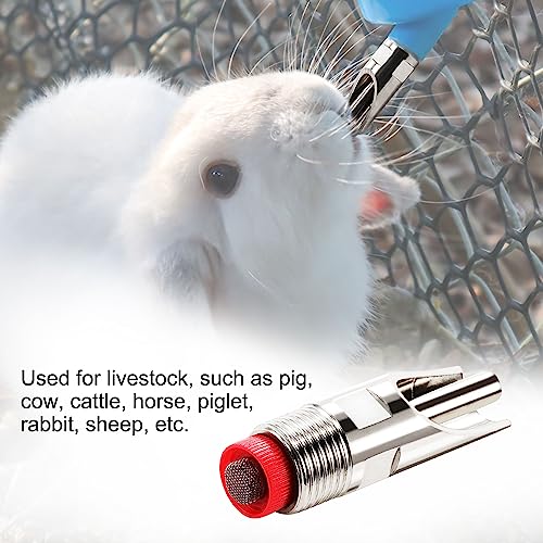 uxcell 2 Pcs Stainless Steel Pig Water Nipple with 1/2 BSP Thread Red Cap Automatic Pig Nipple Drinker Feeder Waterer for Pigs Livestock