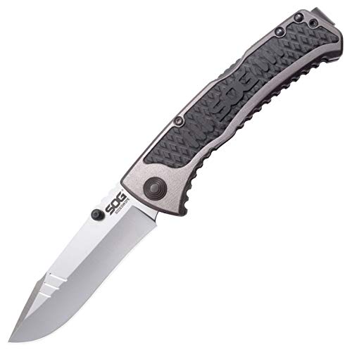 SOG Pocket Knife and Folding Knife - Sideswipe EDC Knife, Flip Knife with 3.4 Inch Assisted Opening Blade and Reversible Pocket Clip,Grey