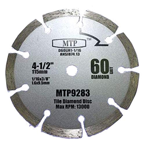 MTP 60 Grits 4-1/2" 4.5 inch Diamond Circular Saw Blade for Rockwell Rk3441k, Worx WX429L 9.5mm/ 3/8" Arbor Tile Grout Concrete, Brick, Block, Masonry