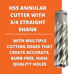 Jancy Slugger by Fein - HSS Nova Annular Cutter with Pilot Pin - 3/4" Straight Shank, 2" Depth, 13/16" Diameter - 63134206042