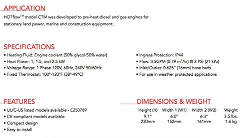 HOTSTART - HOT Flow COOLANT System - Model CTM10110-N00 Original - 1 Year Warranty!