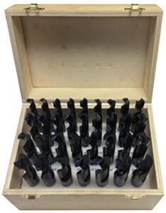 drill america 33 piece high speed steel reduced twist drill bit set in wood case (1/2" - 1" x 64ths) , dwdrsd series