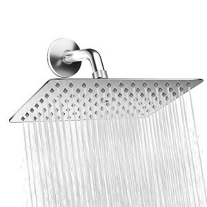 blue ocean 10"x7" shk08 ultra thin premium stainless steel bath rainfall shower head | adjustable brass swivel ball joint