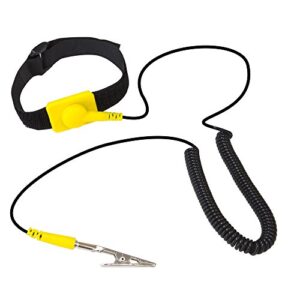 kingwin ats-w24ykingwin anti static wrist strap yellow, adjustable esd wrist band fits your wrist comfortably. grounding bracelet to protect your pc computer or electronics from static electricity