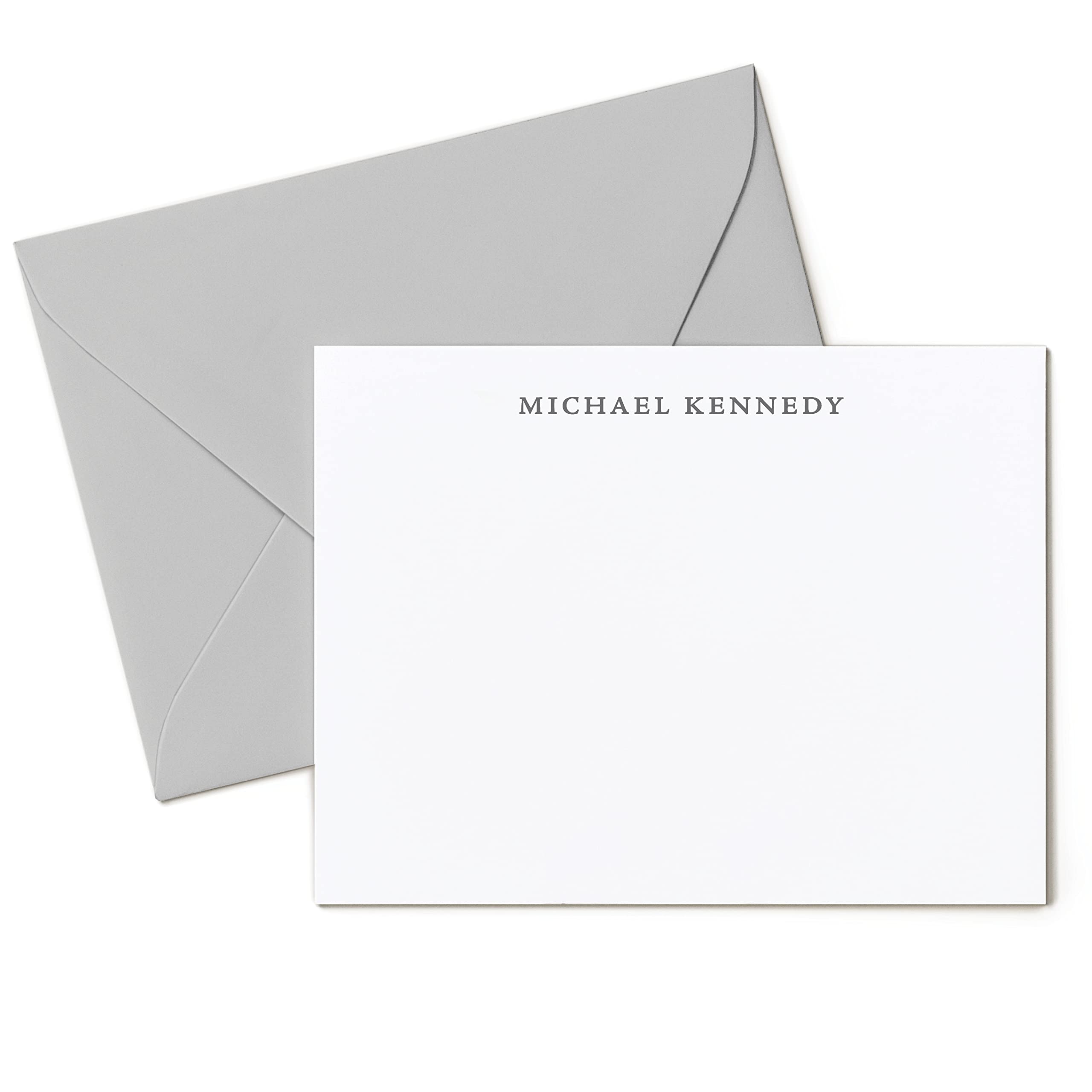 Personalized Flat Notecards w/Envelopes (A2 & A7) - Traditional Flat Cards and Envelopes w/Custom Name, Text & More - Stationery Thank You Cards for Men/Women -Classy Desk Supplies - Simplicity Flat