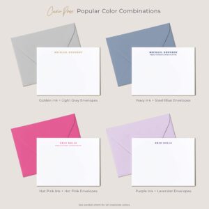 Personalized Flat Notecards w/Envelopes (A2 & A7) - Traditional Flat Cards and Envelopes w/Custom Name, Text & More - Stationery Thank You Cards for Men/Women -Classy Desk Supplies - Simplicity Flat