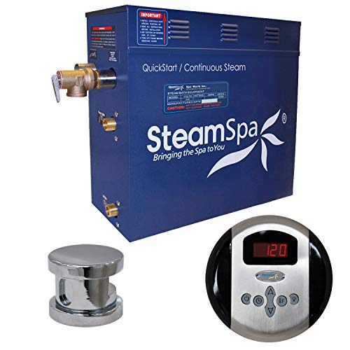 Steam Spa OA750CH Oasis 7.5 KW Quick Start Acu-Steam Bath Generator Package, Chrome