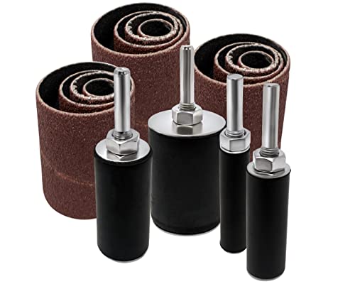 LINE10 Tools 16 Pack Sanding Drum and Sleeves Set for Drill, 2-inch Long, 60, 80 and 120 Grit