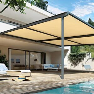 Shatex 90% Shade Fabric 6X 16ft Sun Shade Cloth Taped Edge with Grommets Sun-Block Mesh Shade for Pergola Cover Canopy Wheat, 12 Bungee Balls