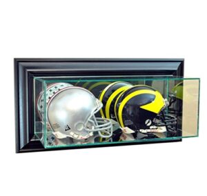 perfect cases wmdbmh-b wall mounted double mini helmet display case, black