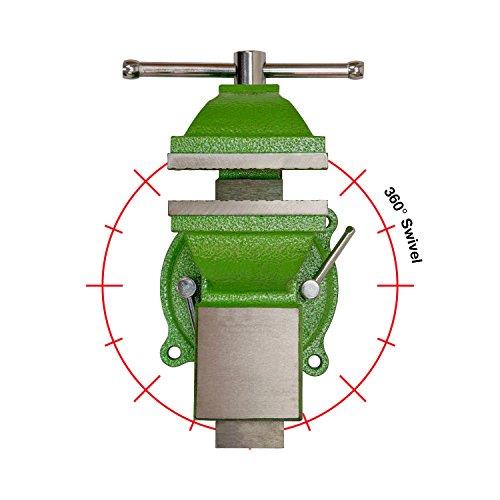 OEMTOOLS 24217 4-Inch Heavy Duty Bench Vise with 360-Degree Swivel Base, Table Vise or Bench Vise for Workshop and Woodworking, No-Hassle Permanent Mounting