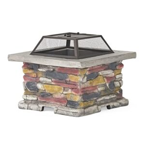 christopher knight home corporal square fire pit, stone