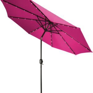 Trademark Innovations Deluxe Solar Powered LED Lighted Patio Umbrella - 9' (Pink)