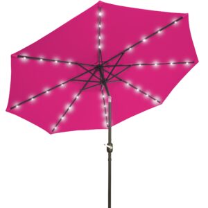 Trademark Innovations Deluxe Solar Powered LED Lighted Patio Umbrella - 9' (Pink)