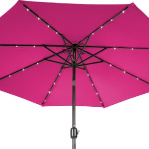 Trademark Innovations Deluxe Solar Powered LED Lighted Patio Umbrella - 9' (Pink)