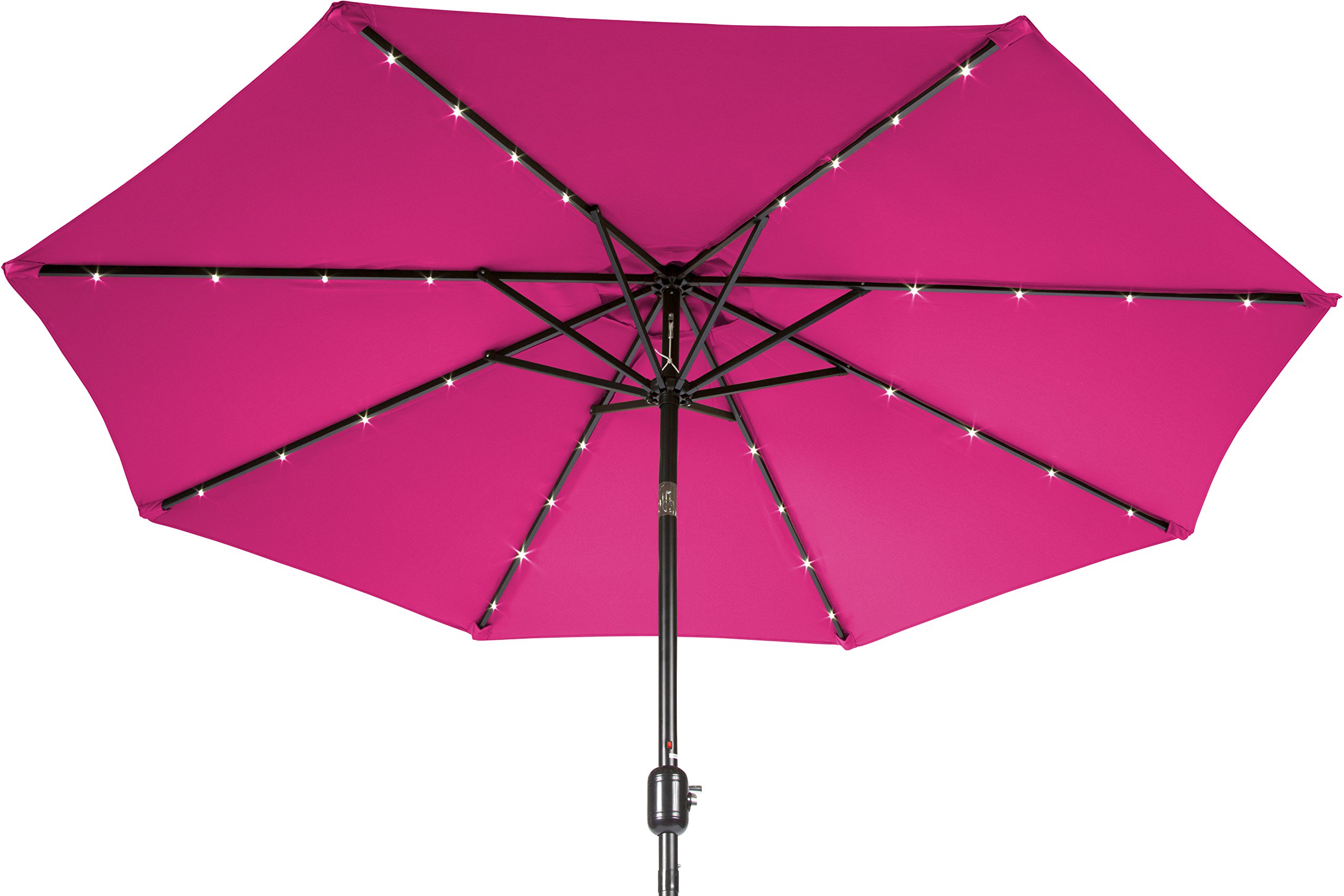 Trademark Innovations Deluxe Solar Powered LED Lighted Patio Umbrella - 9' (Pink)