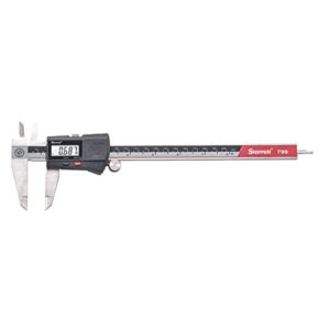 starrett stainless steel electronic slide caliper - 0-8" range, 0005" resolution, lcd display, fine adjustment thumb wheel, in/mm conversion - ec799a-8/200