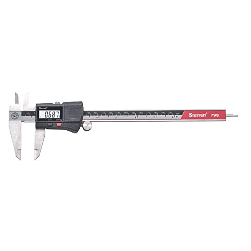 Starrett Stainless Steel Electronic Slide Caliper - 0-8" Range, 0005" Resolution, LCD Display, Fine Adjustment Thumb Wheel, in/mm Conversion - EC799A-8/200