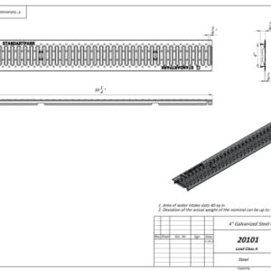 Vodaland - 4 inch Trench Drain Stamped Steel Package - 4.8" Depth - PC8020