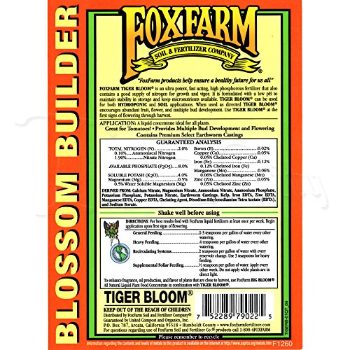 Fox Farm Liquid Nutrient Soil Trio- Pints: Big Bloom, Grow Big, Tiger Bloom (Pack of 3-16 oz. Bottles)