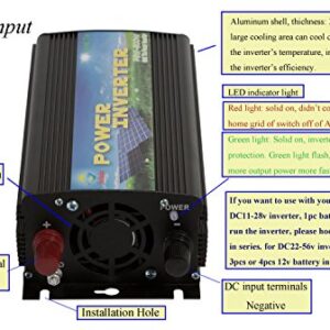 Solinba Grid Tie Solar Inverter 500w DC11-28v to AC90-130v for 12v Solar System