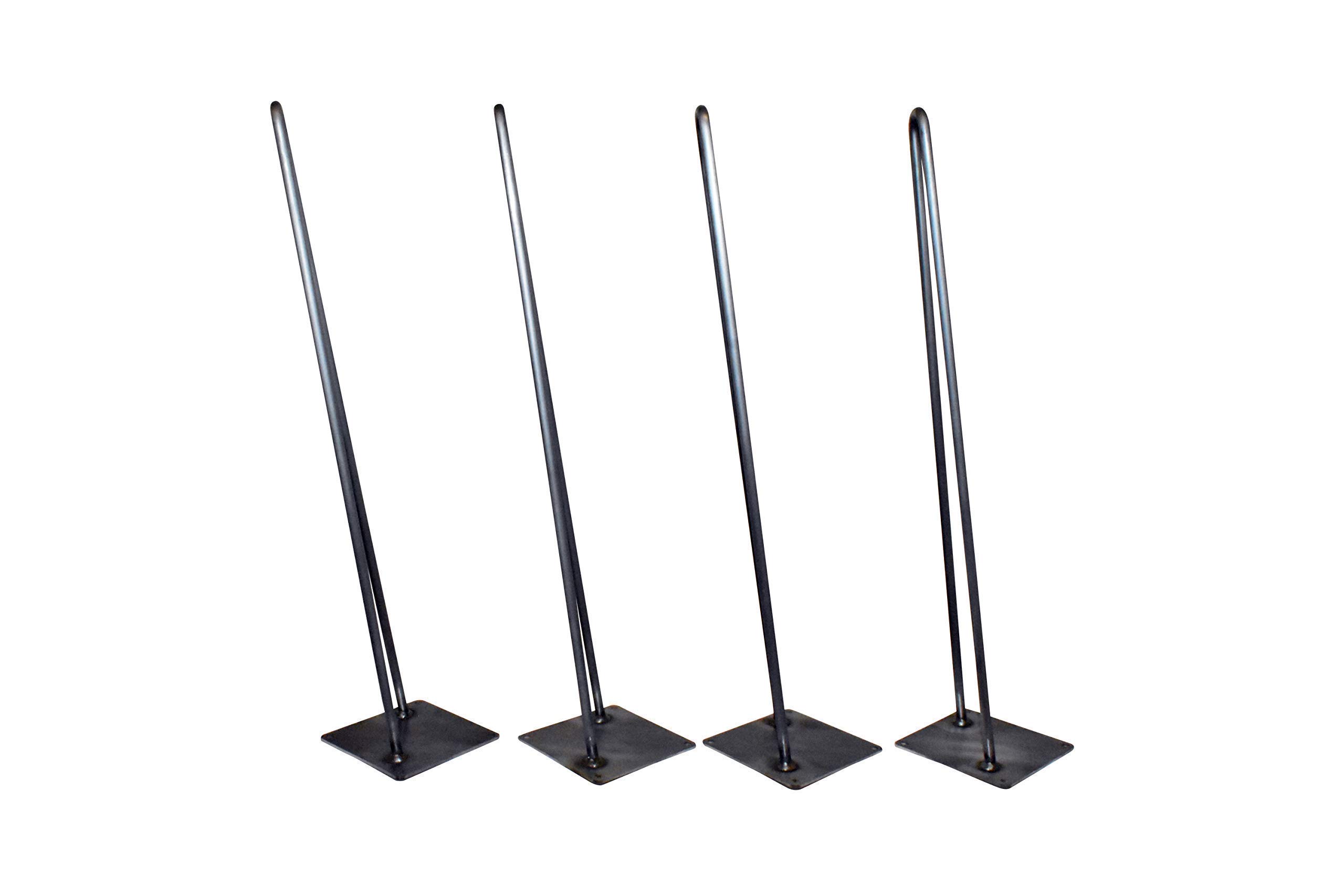 Hairpin legs set of 4Industrial,2-rod Hairpin legs,12" to 28" high Choose from Size and raw,Powder coated Clear matte,and powder coat Matte flat Black | Ships free in 48Hr. Made in the USA