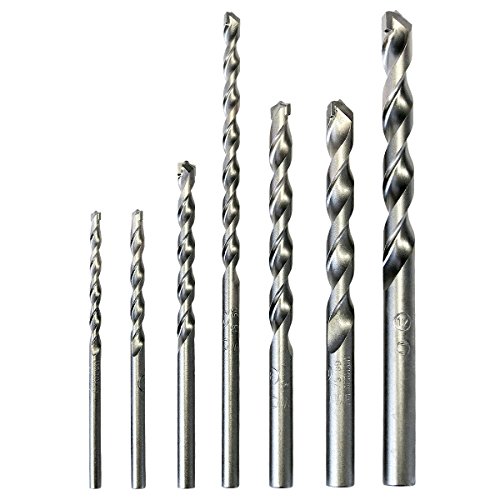 S&R Concrete Stone Masonry Drill Bit Set Made in Germany with Round Shaft 7 Pcs 4x85, 5x85, 6x100, 6x150, 8x120, 10x120, 12x150 mm - Professional Quality