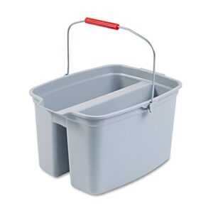 rubbermaid commercial 262800 19 quart double utility pail, plastic, 18" x 14 1/2" x 10", gray